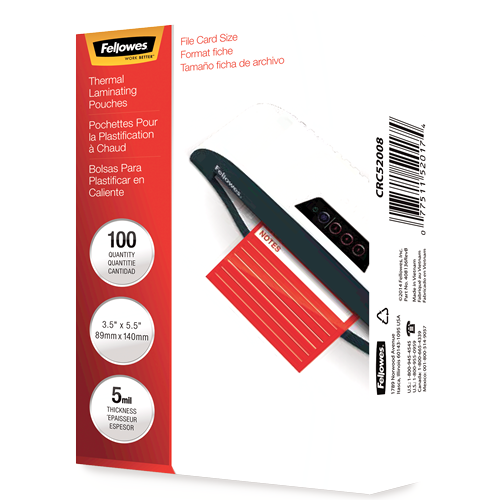 Fellowes Glossy Pouches - Index Card, 5 mil, 100 pack – Paper Machines